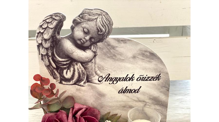 Talpas, angyalok őrizzék álmod angyalkás sírdísz - mályva ...